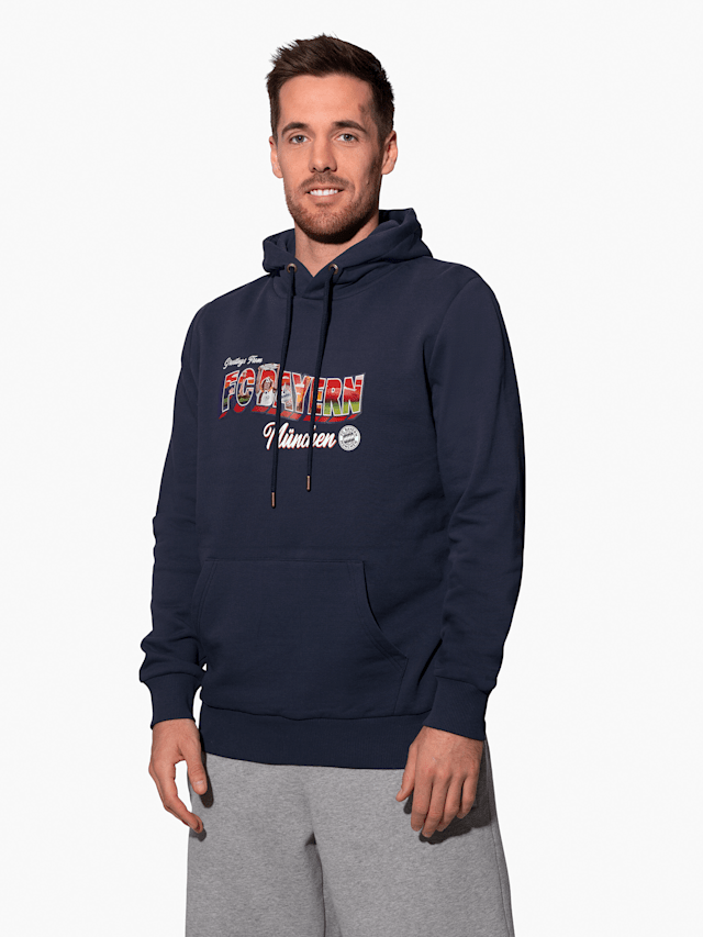 Hombre Sudadera Con Capucha Postcards Azul Marino Tienda Fc Bayern Múnich