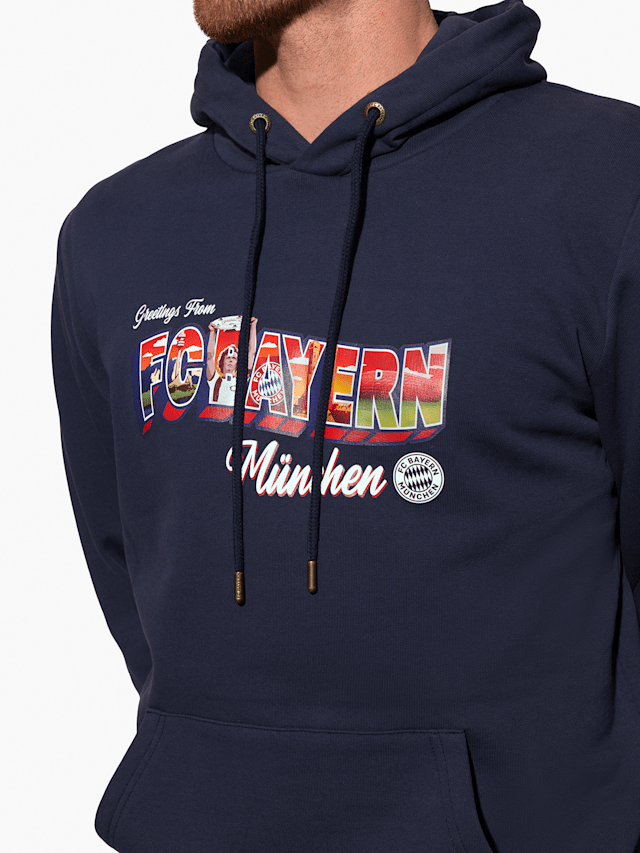 Hombre Sudadera Con Capucha Postcards Azul Marino Tienda Fc Bayern Múnich