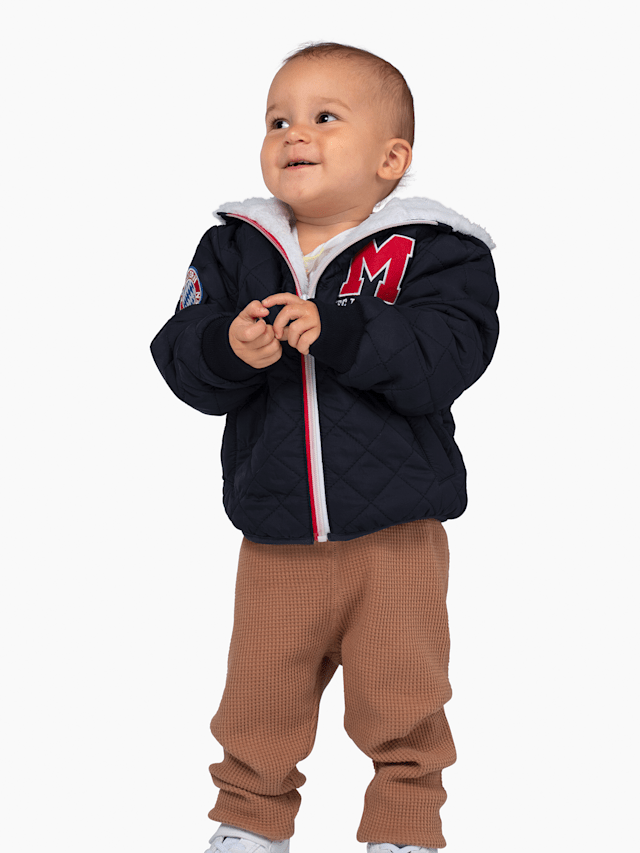Niños Chaqueta Acolchada Con Capucha Universitaria Azul Tienda Fc