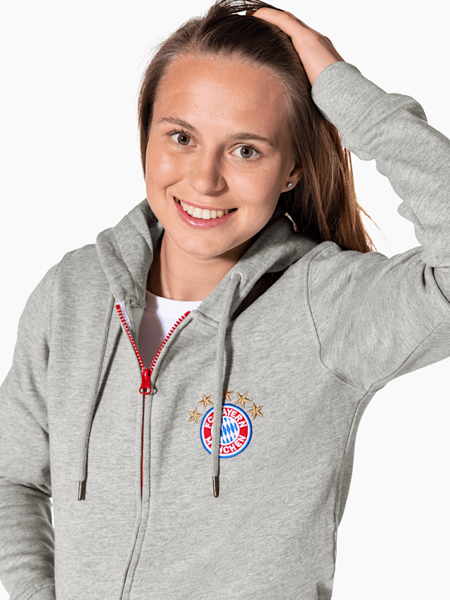Damen Zip-Hoodie Logo grau | Offizieller FC Bayern Store