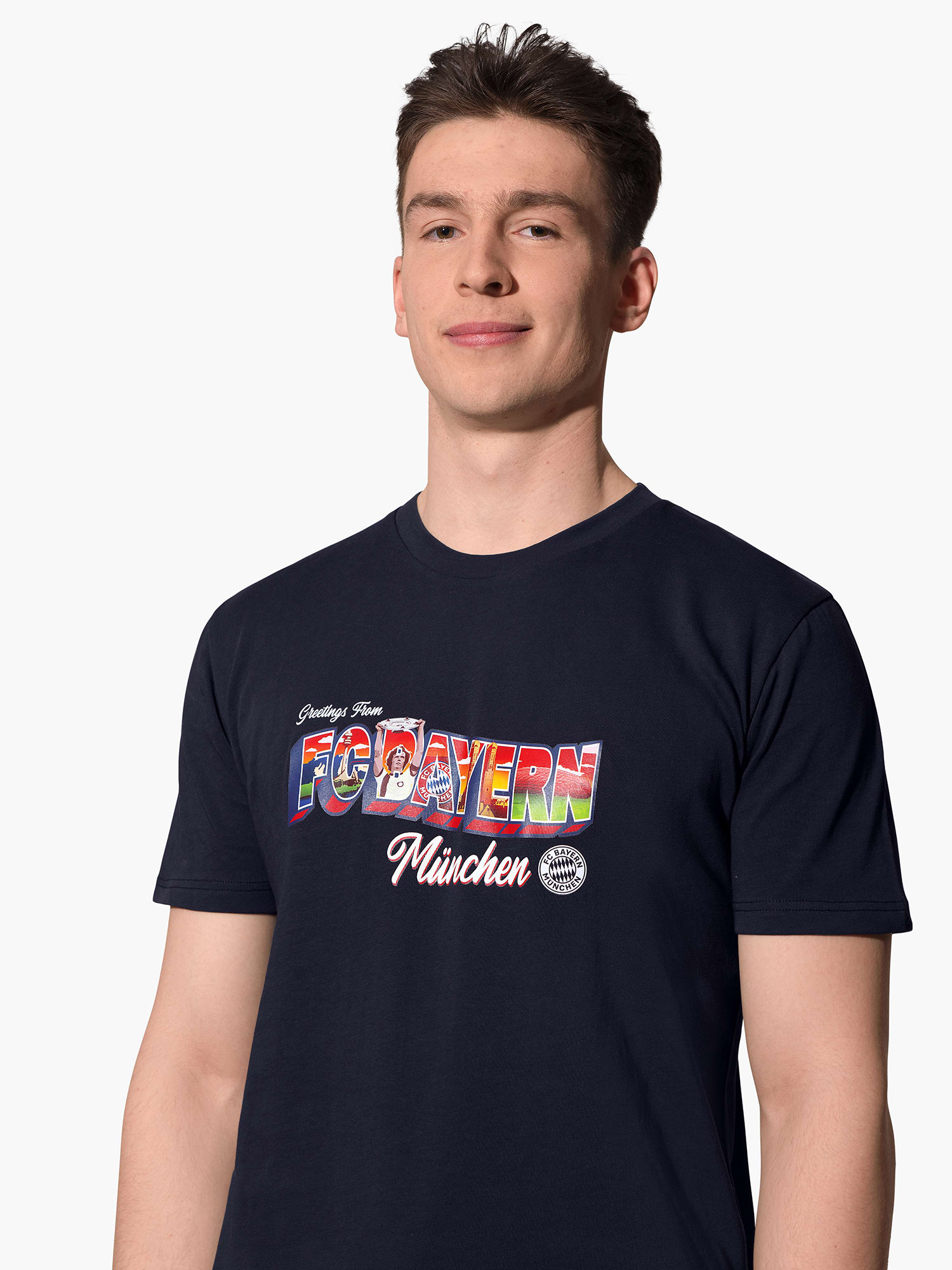Hombres Camiseta Postcards Azul Marino Tienda Fc Bayern Múnich