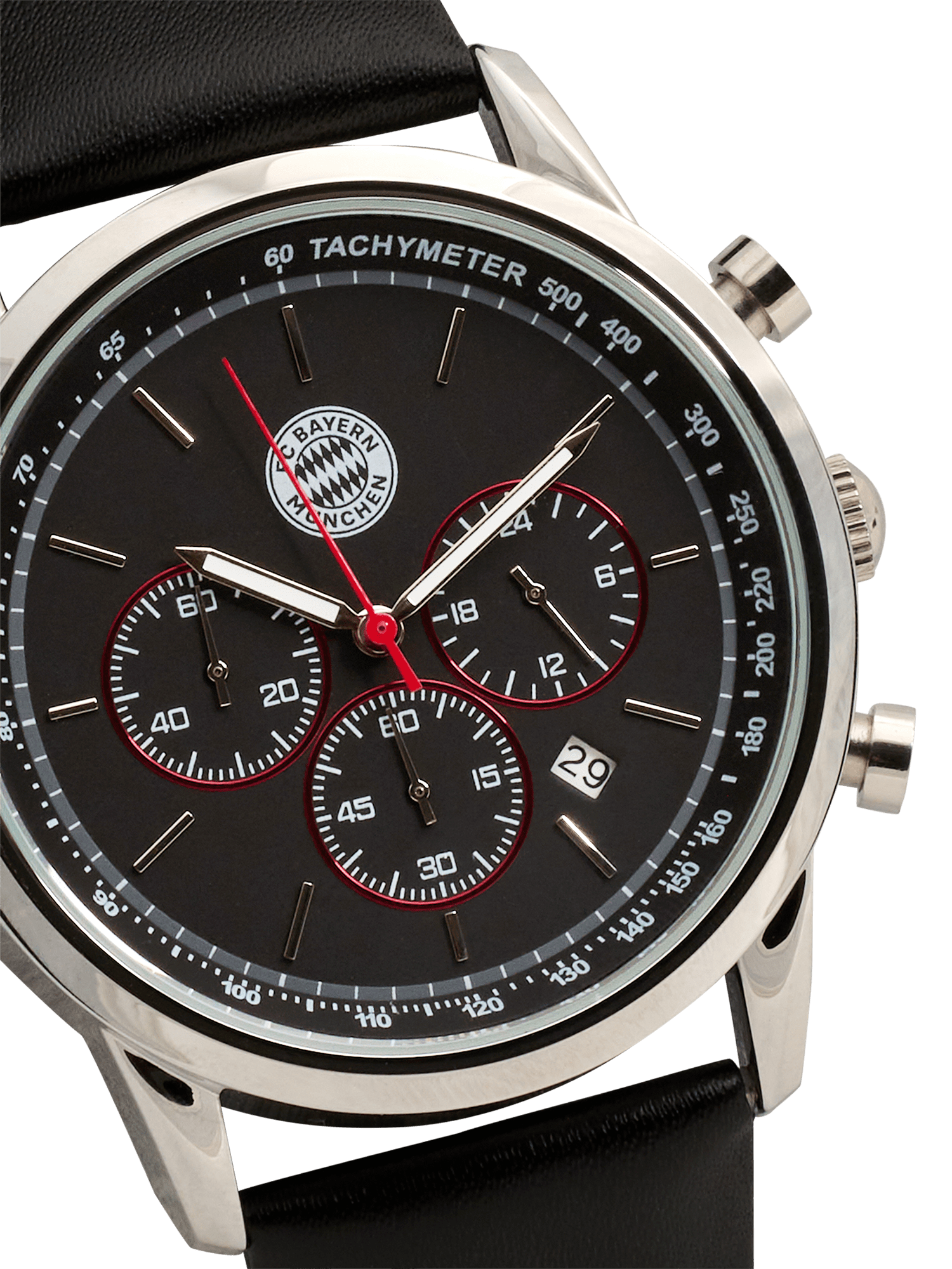 Men Chronograph leather strap black | Official FC Bayern Munich Store