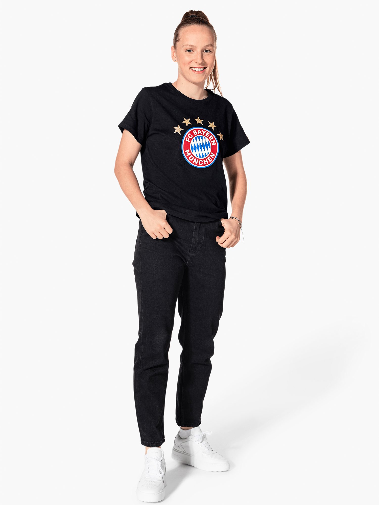 Mujeres Camiseta Con Logotipo Schwarz Tienda Fc Bayern Múnich