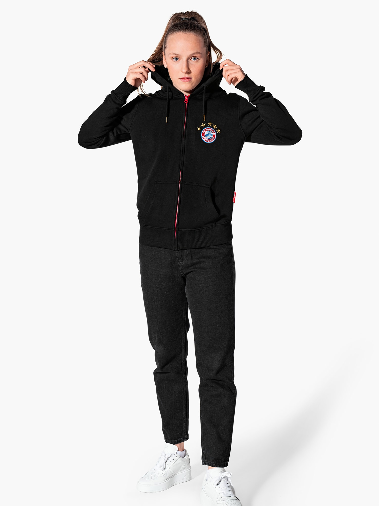 Damen Zip-Hoodie Logo schwarz | Offizieller FC Bayern Store
