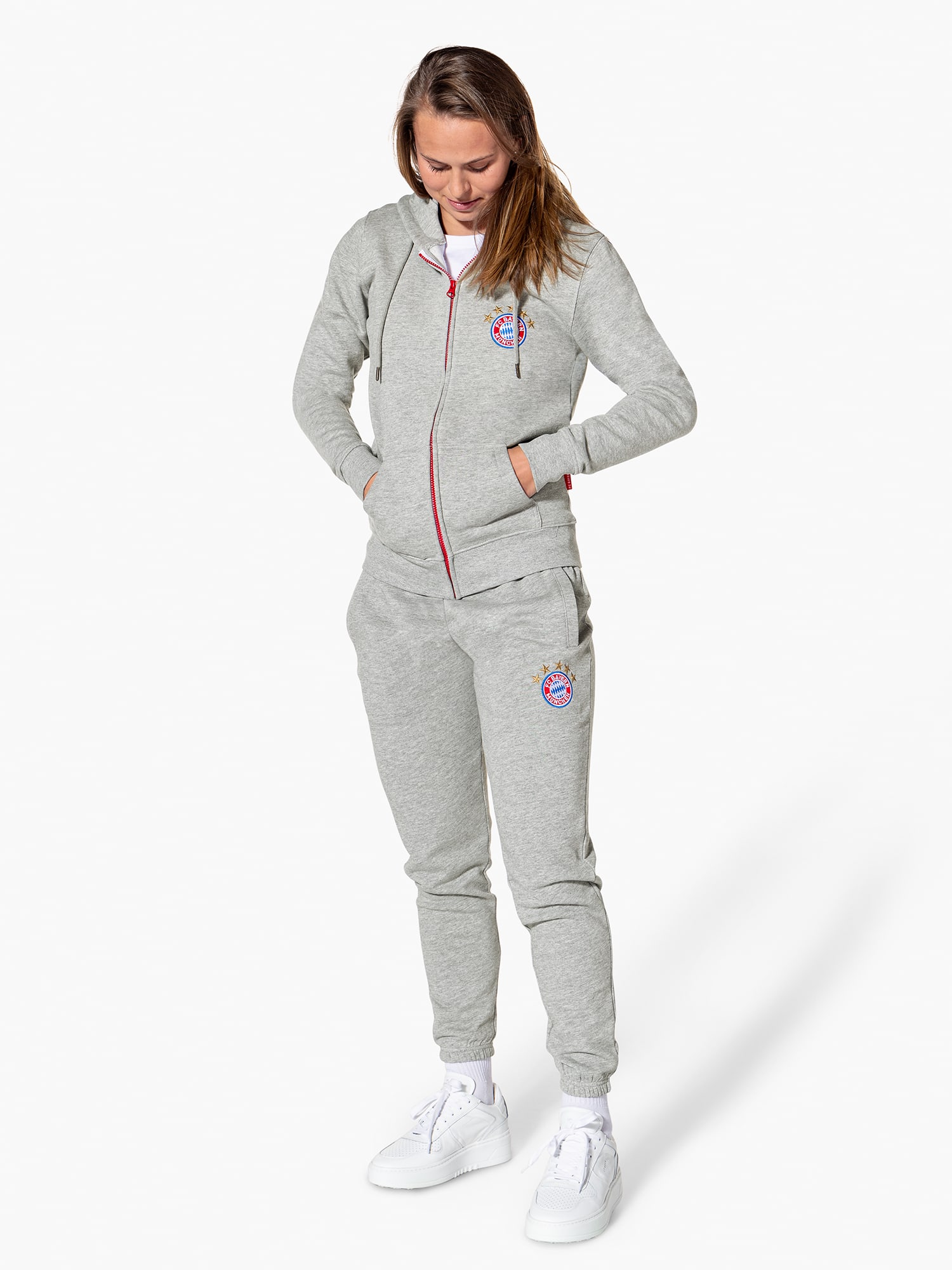 Damen Zip-Hoodie Logo grau | Offizieller FC Bayern Store