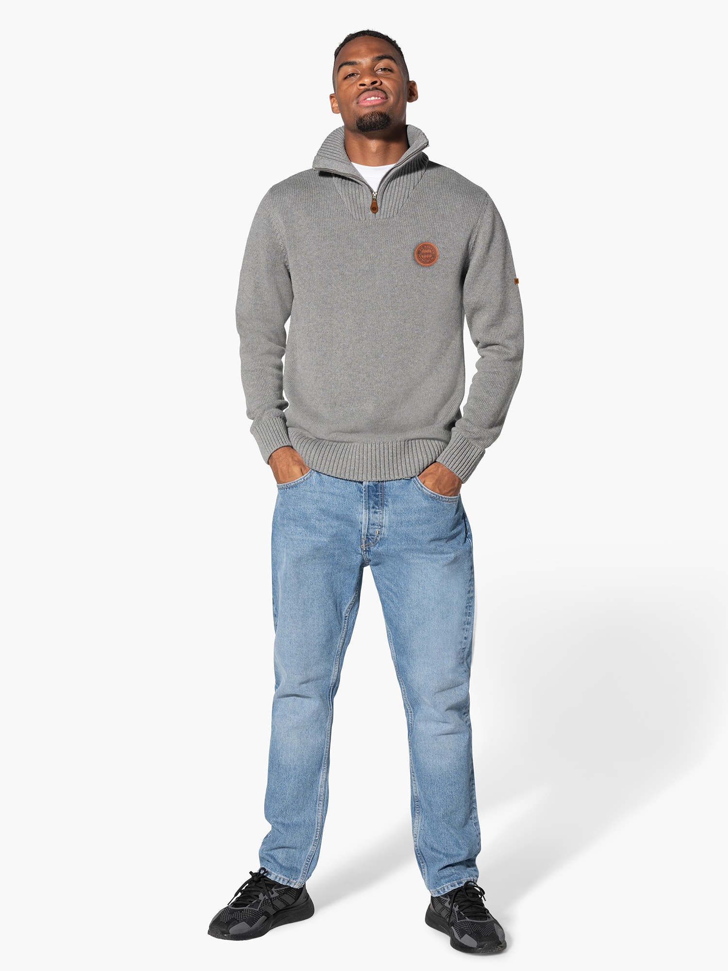 Men Knitted troyer home grey | Official FC Bayern Munich Store