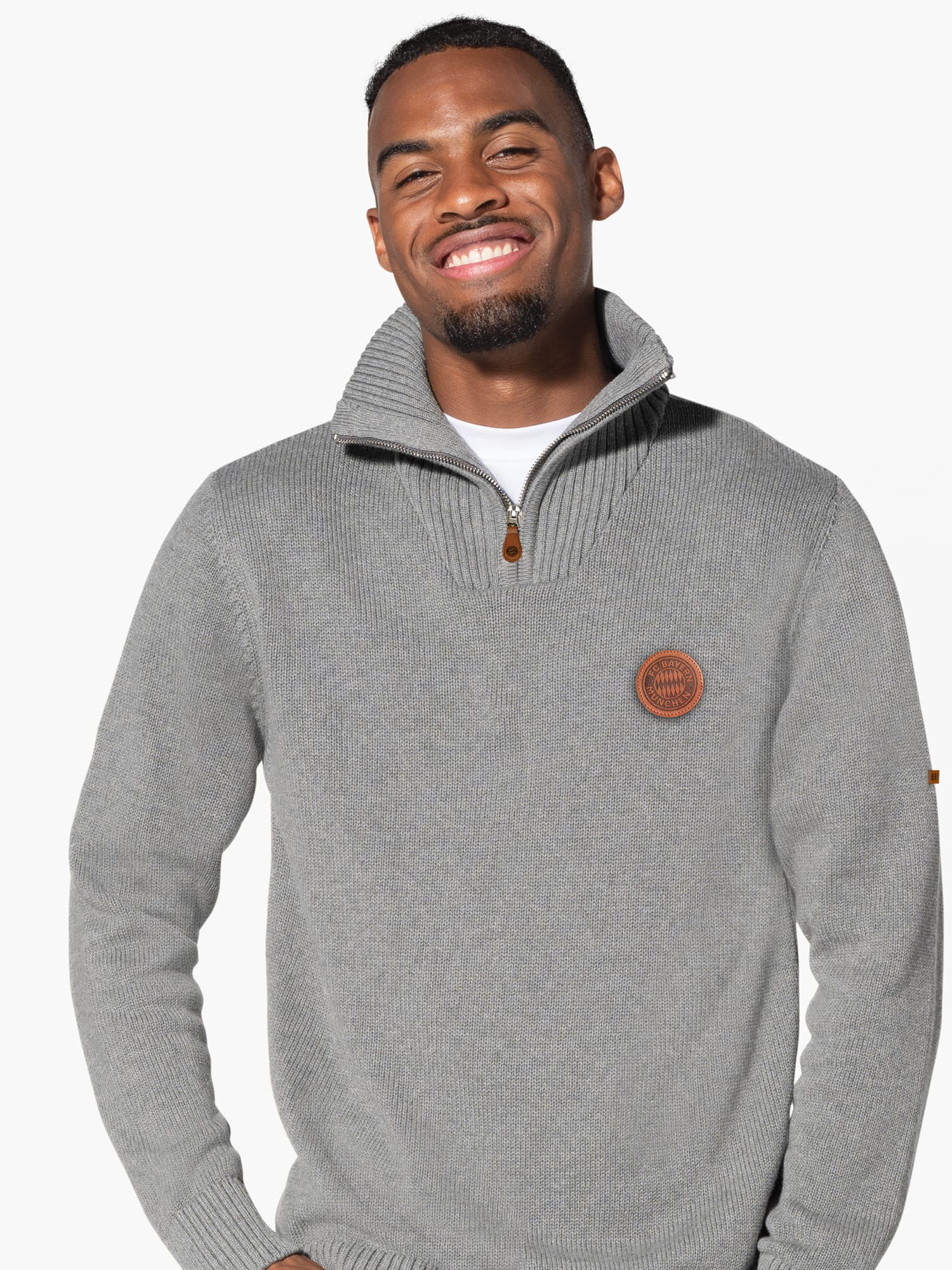 Men Knitted troyer home grey | Official FC Bayern Munich Store