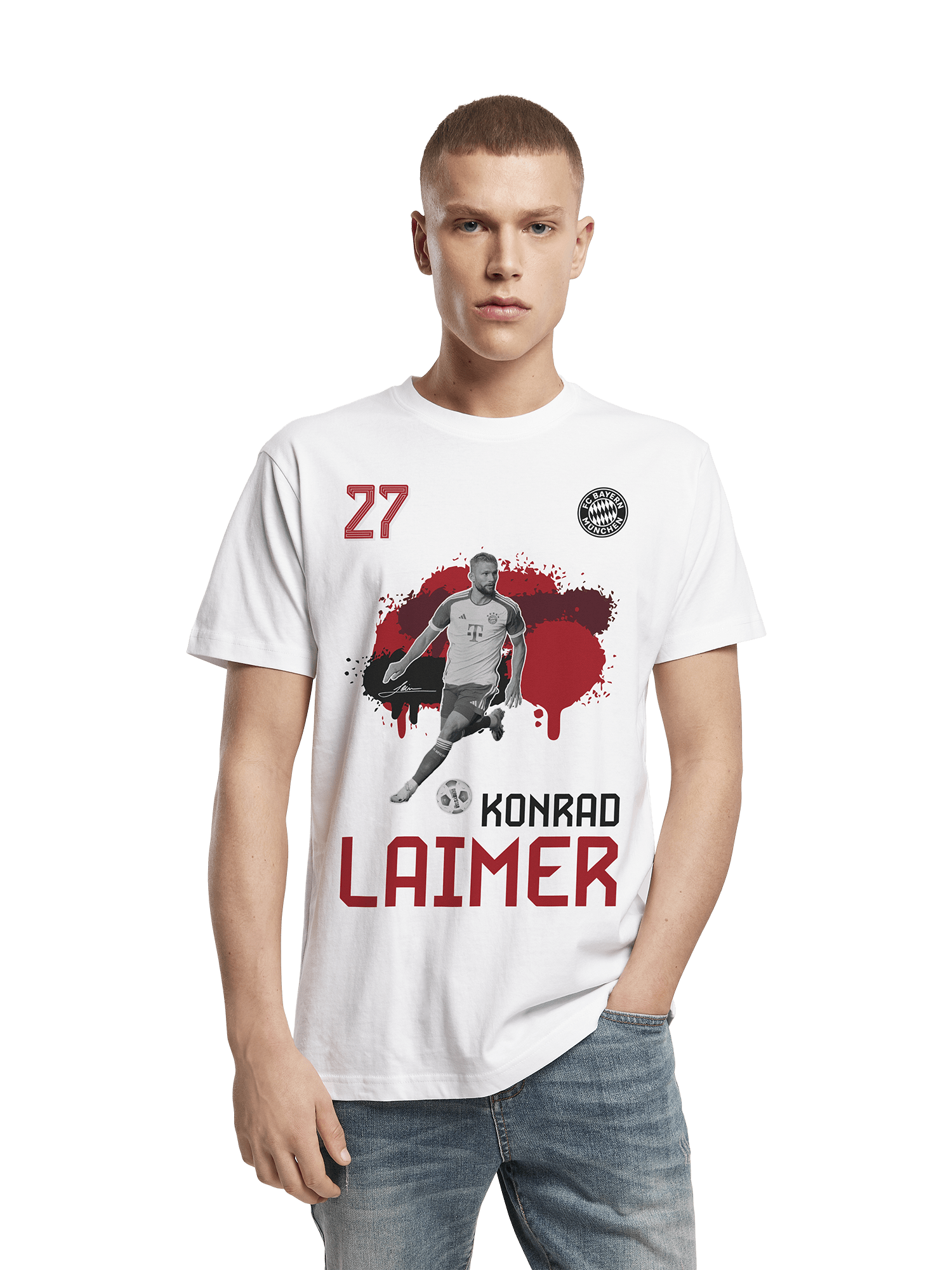 Hombres Camiseta Laimer blanco | Tienda FC Bayern Múnich