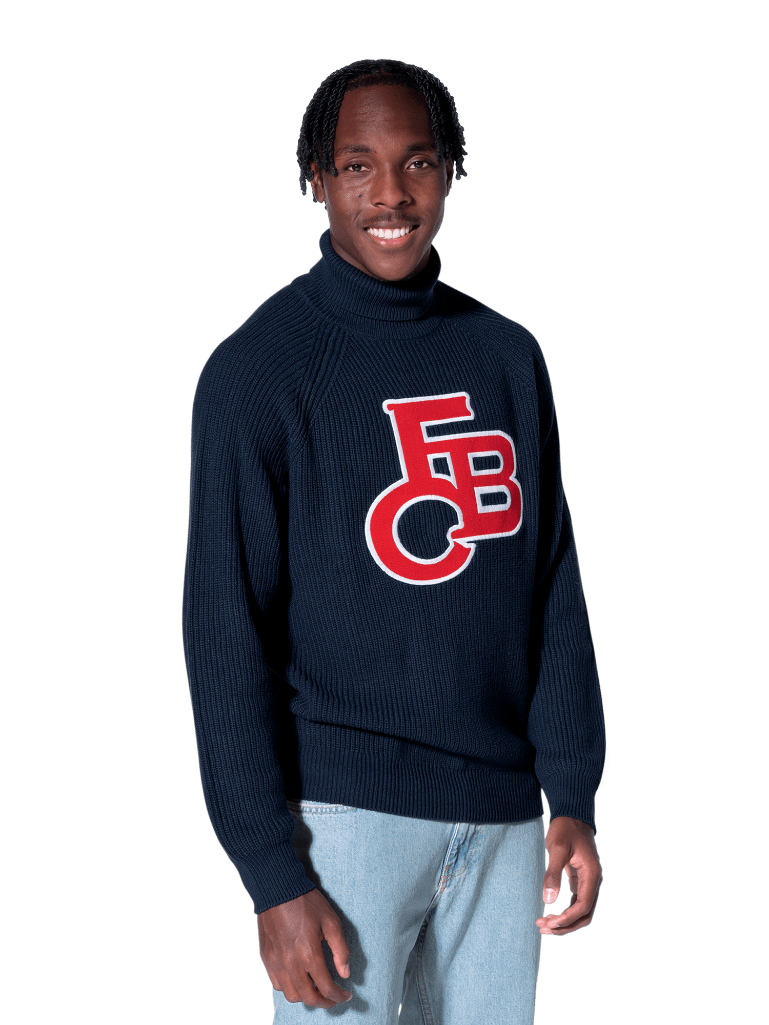 Hombres Cuello Alto De Punto Fcb Azul Marino Tienda Fc Bayern Múnich