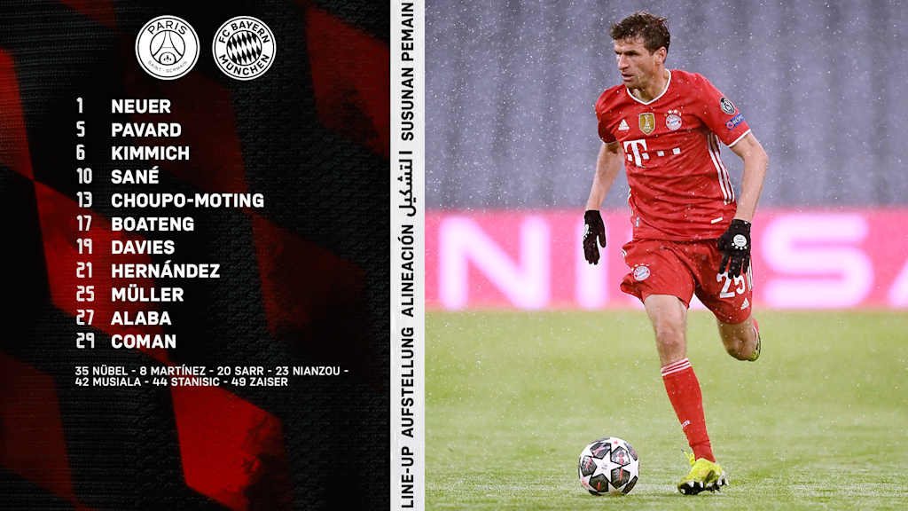 Die Aufstellung des FC Bayern für das Spiel bei Paris Saint-Germain
