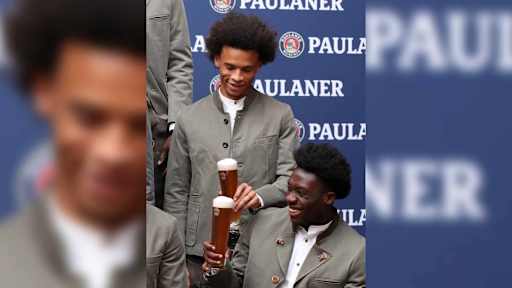 Bayern in their Lederhosen at the Paulaner photoshoot
