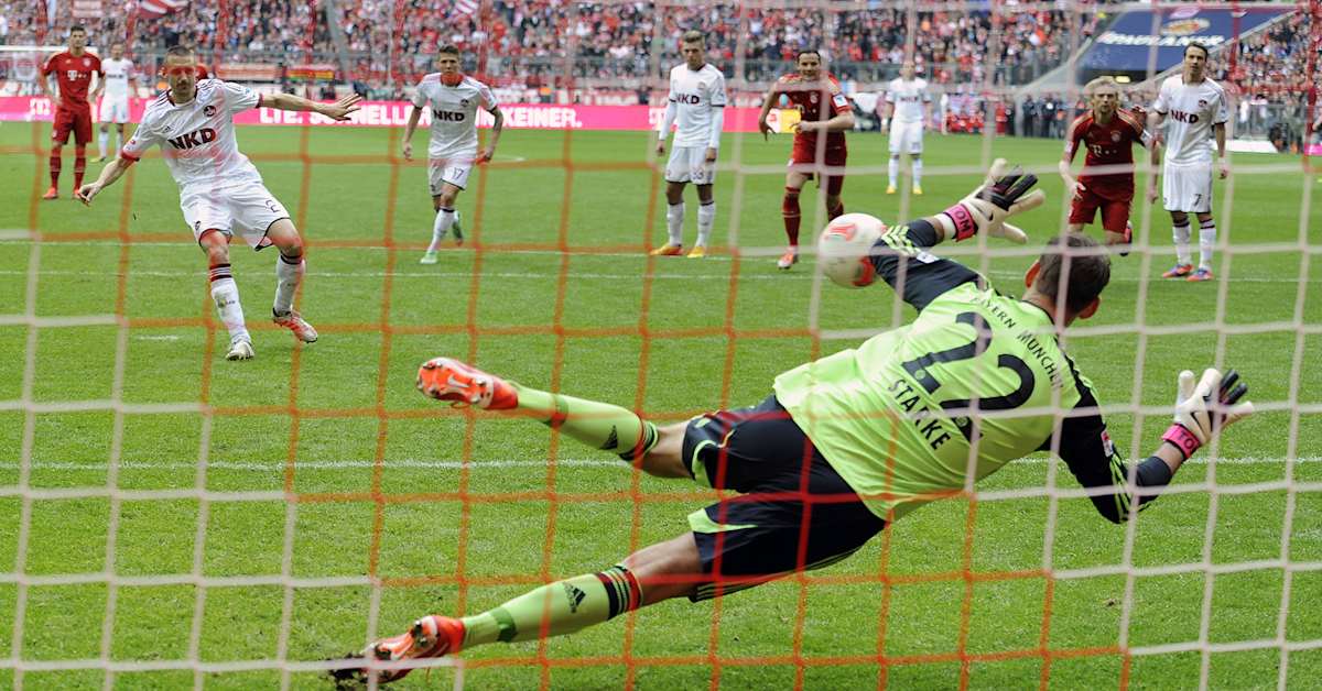 Tom Starke saves penalty with his head