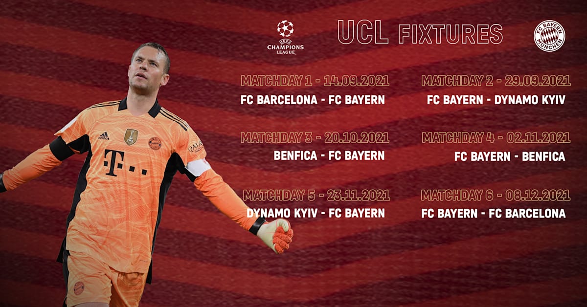 Bayern's Champions League group schedule confirmed