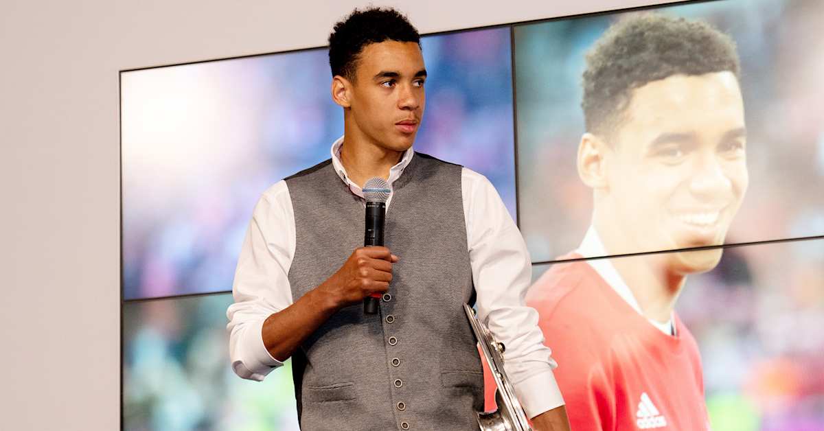 Video: Jamal Musiala completes collection of 10 Bundesliga trophies in ...