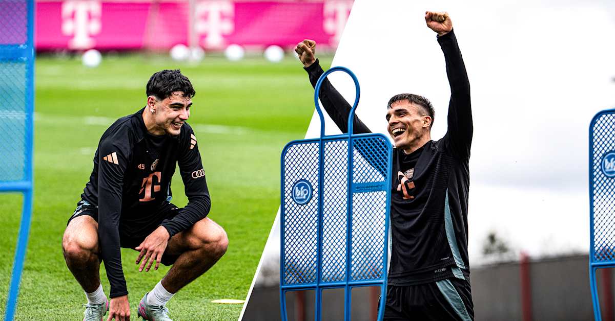 Pavlović und Palhinha im Training in der Passing Drill-Challenge | FC Bayern