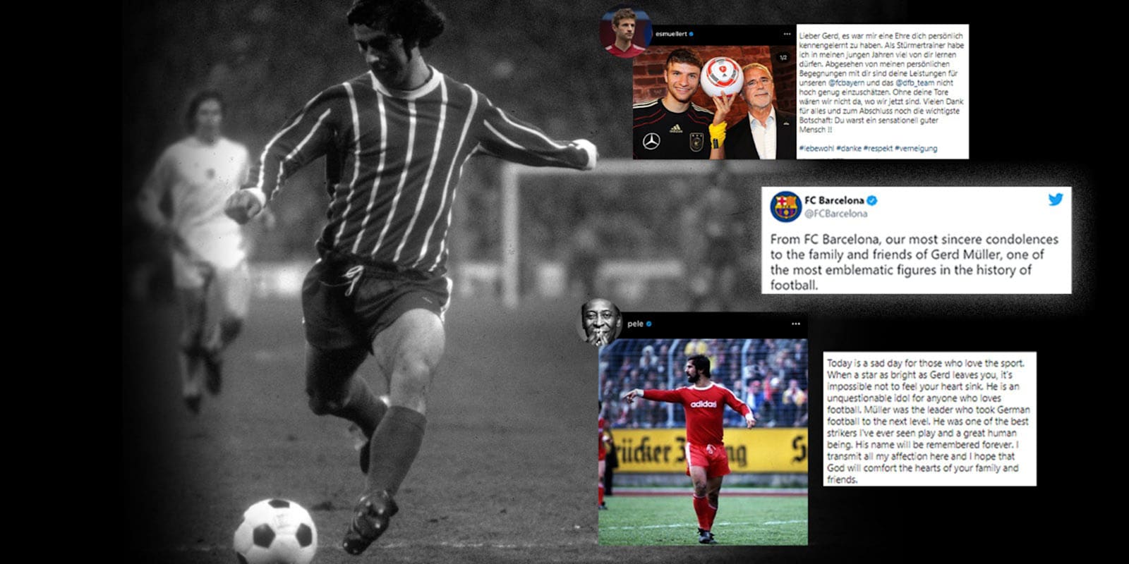 The football world bids farewell to Gerd Müller on social media