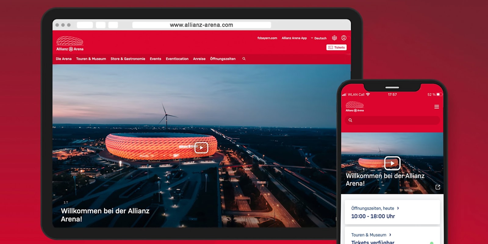 Relaunch Allianz-Arena-Webseite: Die neuen Funktionen entdecken
