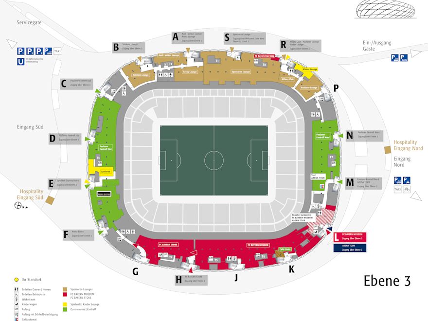 Arena maps & seating plans of the Allianz Arena in Munich