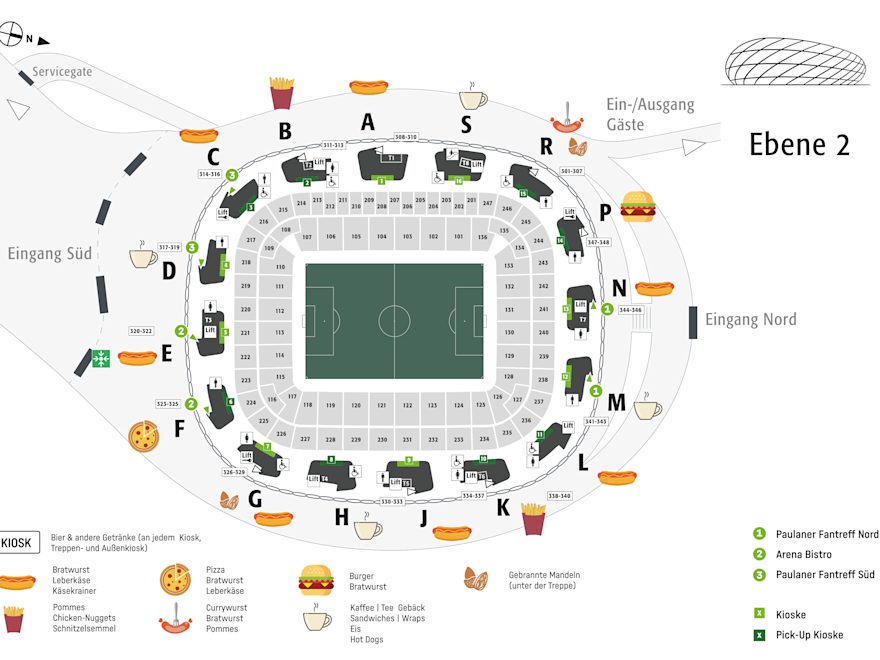 Arena maps & seating plans of the Allianz Arena in Munich
