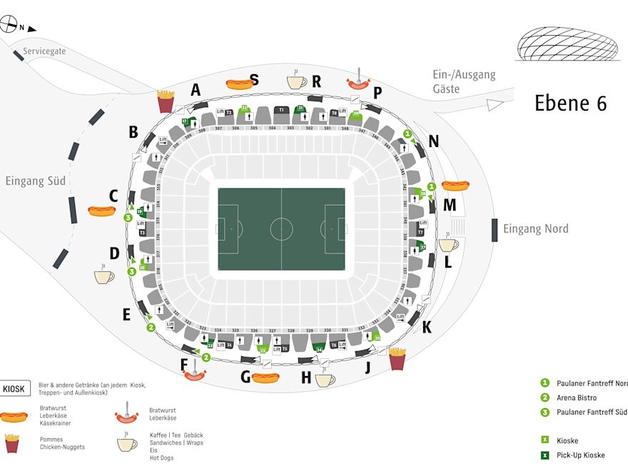 Arena maps & seating plans of the Allianz Arena in Munich